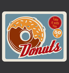 Donut retro poster Royalty Free Vector Image - VectorStock