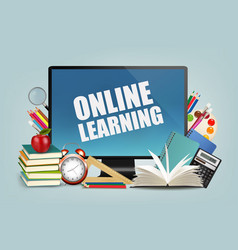 School online e-learning objects background Vector Image