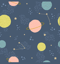 Seamless childish pattern with space elements Vector Image