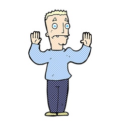 Comic cartoon man surrendering Royalty Free Vector Image