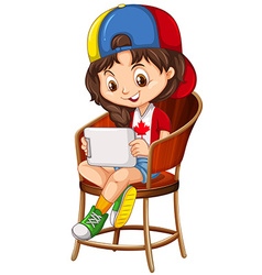 Little girl using tablet Royalty Free Vector Image