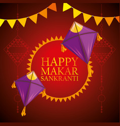 Happy makar sankranti sticker with kites Vector Image