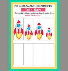 Tall short cut and paste activity sheet Royalty Free Vector