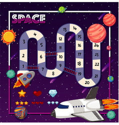 Game template with many planets in space Vector Image