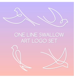 One line swallow art logo set Royalty Free Vector Image