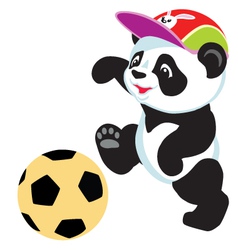 Cartoon baby panda playing with colorful ball Vector Image