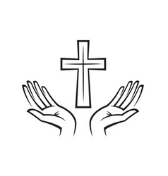 Heart cross and hands Royalty Free Vector Image