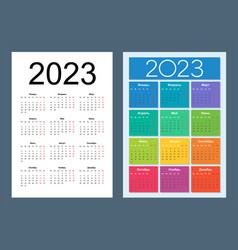 Calendar 2023 russian language vertical Royalty Free Vector