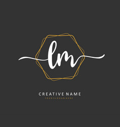 L m lm initial letter handwriting and signature Vector Image