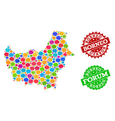 Social network map of malaysian sarawak with chat Vector Image