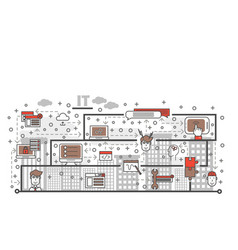Coding and programming line art thin icons Vector Image