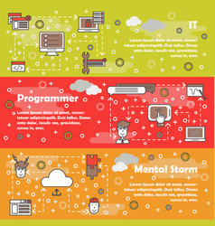 Thin line computer science poster banner Vector Image