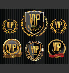 Vip member golden badge collection Royalty Free Vector Image