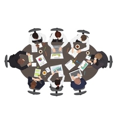 Office meeting top view conference group teamwork Vector Image