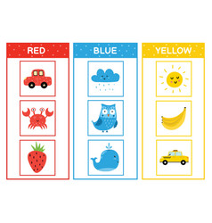 Color flash cards for kids learn about Royalty Free Vector
