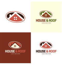Cute house logo and icon Royalty Free Vector Image