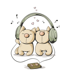 Musical notes with cats and birds Royalty Free Vector Image