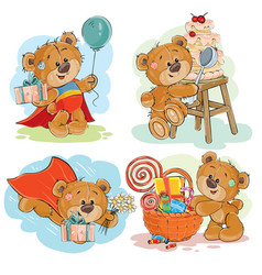 Set clip art teddy bears Royalty Free Vector Image