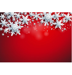 Red curved paper banner on winter background Vector Image