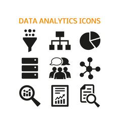 Data analytics icons set on white background Vector Image