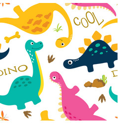 Cute dino seamless pattern Royalty Free Vector Image