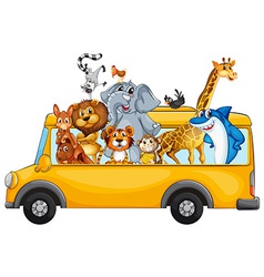 Animals on school bus Royalty Free Vector Image