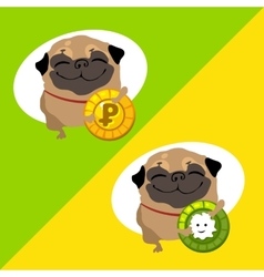 Rich dog pug with gold coins Royalty Free Vector Image