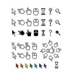 Cursors hand and arrow on retro label Royalty Free Vector