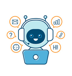 Cute smiling robot chat bot say hi Royalty Free Vector Image
