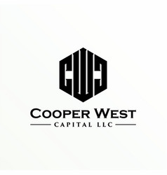 Graphic symbol font cwc in line hexagon Royalty Free Vector