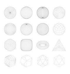 Wireframe earth grid mesh objects network line Vector Image