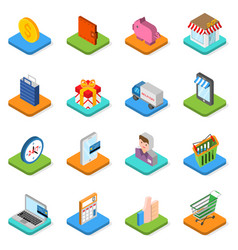 Flat Isometric Icons Set 5 Royalty Free Vector Image