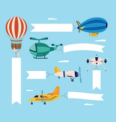 Border template with airplane flying with pink Vector Image