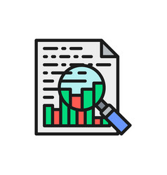Statistics research icon flat style Royalty Free Vector