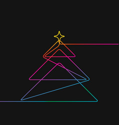 One line drawing christmas tree rainbow colors Vector Image