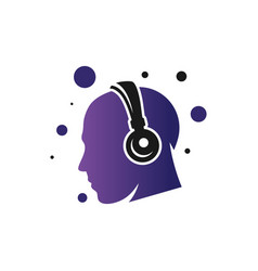 Modern business headset logo Royalty Free Vector Image