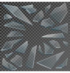 Broken glass fragments shards realistic set Vector Image