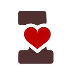 Number 4 with heart symbol doodle icon on white Vector Image