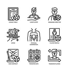 Football transfers icons set Royalty Free Vector Image
