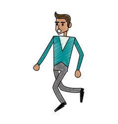 Color image cartoon full body side view man Vector Image
