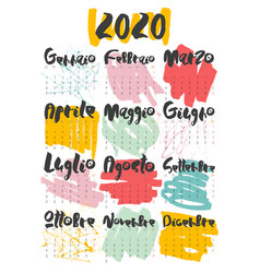 Calendar 2020 monthly calendar with cute funny Vector Image