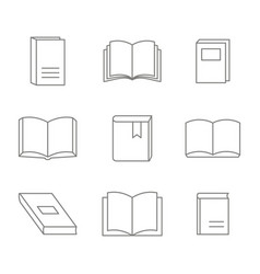 Book icon set in thin line style Royalty Free Vector Image