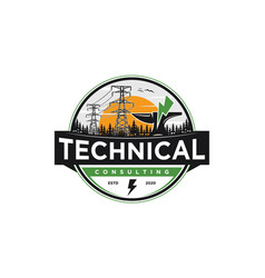 Technical electrical logo industry with tower Vector Image