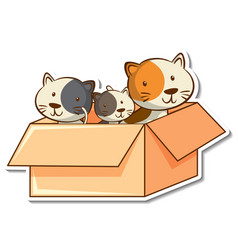 Cartoon cat pushing a box Royalty Free Vector Image