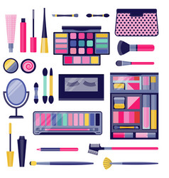 Makeup Cosmetics Tools Icons Pattern Border Vector Image