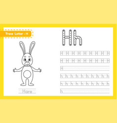 Trace letter h uppercase and lowercase alphabet Vector Image