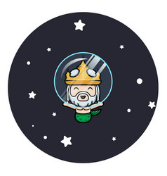 Cute neptune floating to the space with star Vector Image