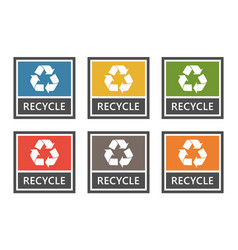 Waste management labels set sorting Royalty Free Vector