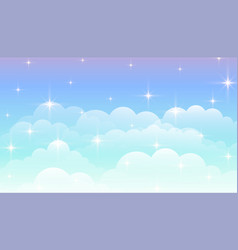 Rainbow background with clouds in pastel colors Vector Image