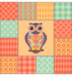 Colored isolated patchwork owl Royalty Free Vector Image
